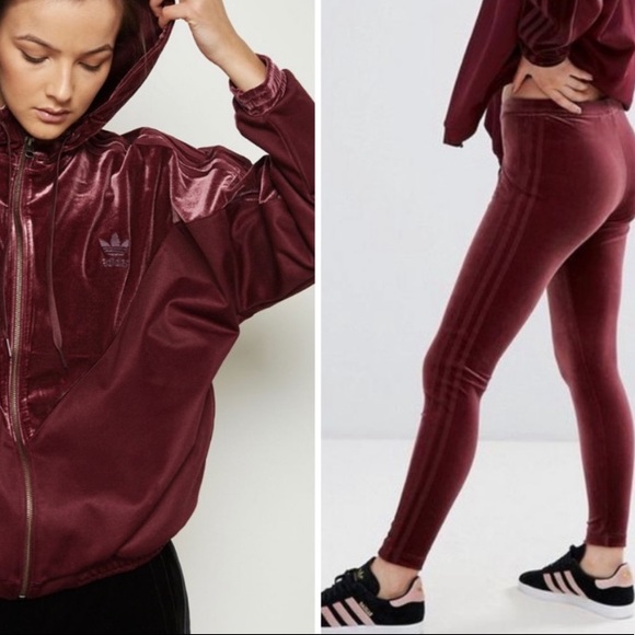 adidas Originals | Jackets & Coats | Adidas Originals Maroon Velvet ...